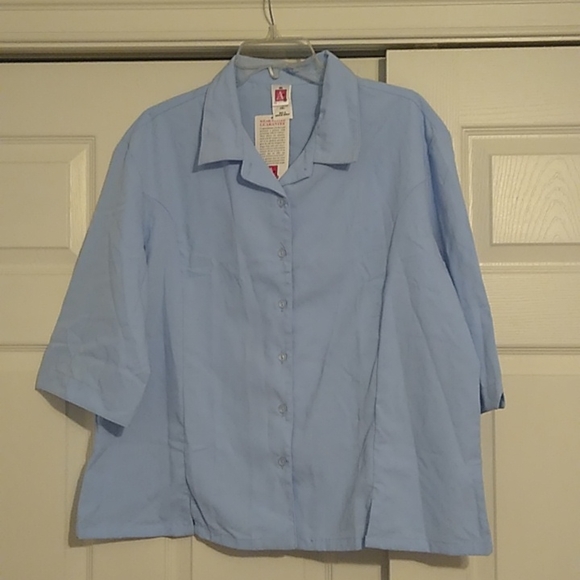 Tops | Light Blue Buttonup Uniform Shirt Quarter Length Sleeves | Poshmark